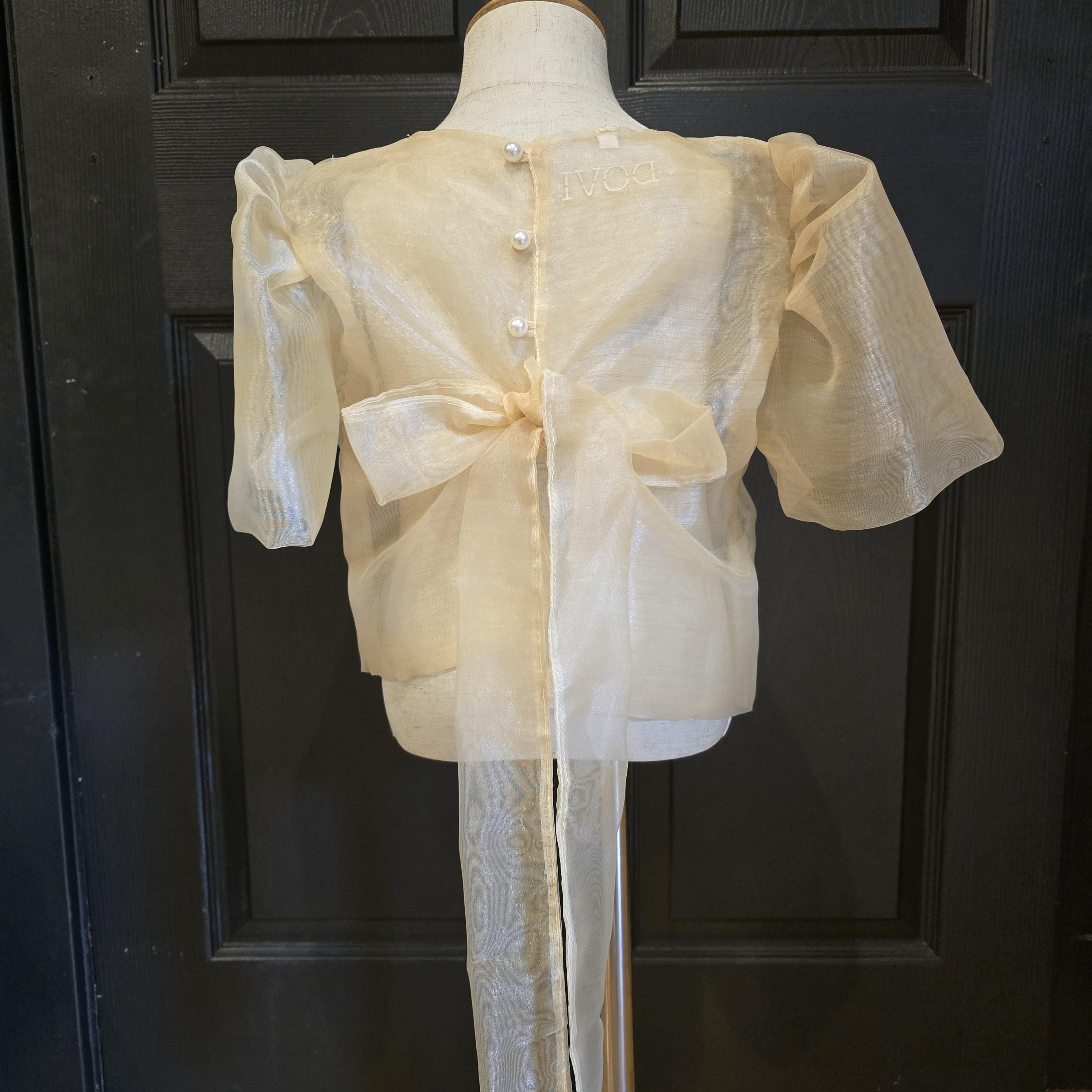 Modern Filipiniana Kimona Top With Pearls for Kids | Shipped From USA ...