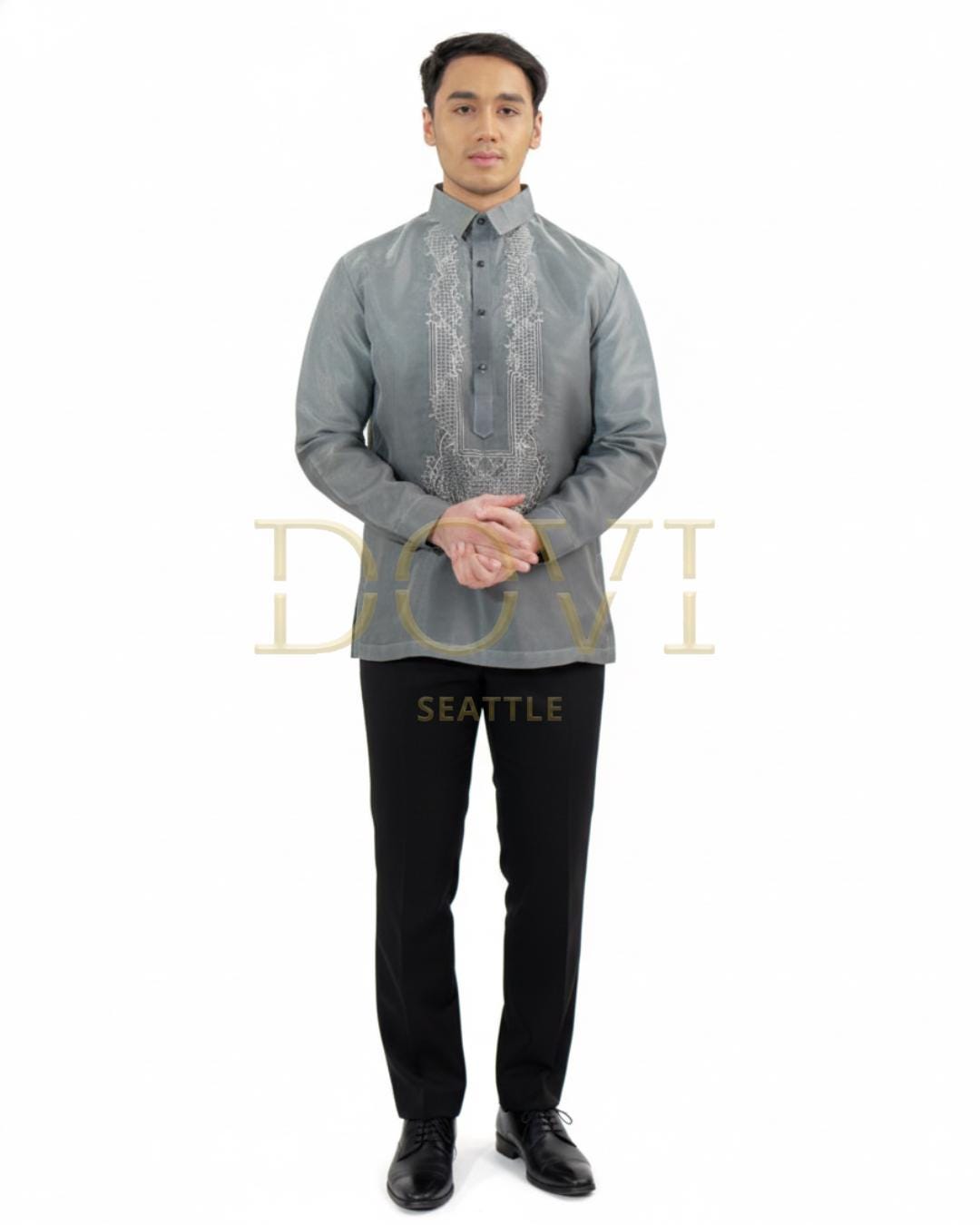 Sophisticated Gray Ombre Barong Tagalog - Modern Filipino Formal Wear ...