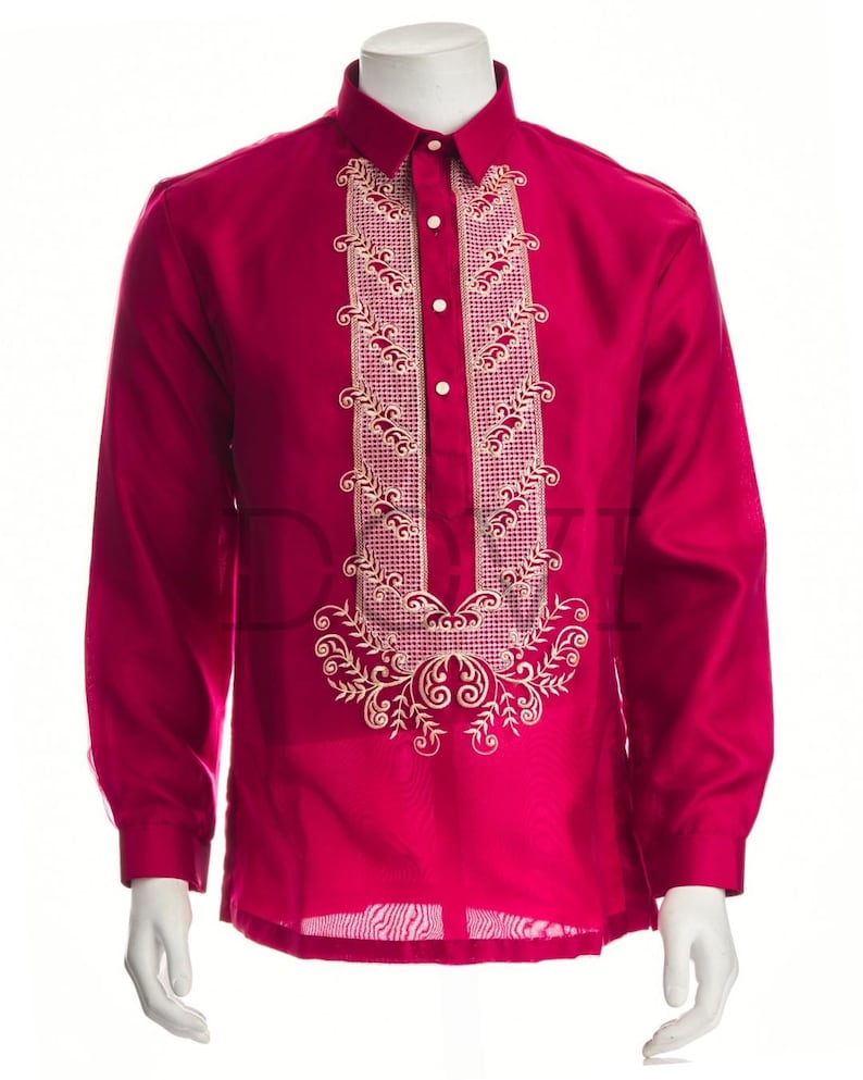 Stylish Red White Modern Barong Tagalog Filipino Formal Wedding ...