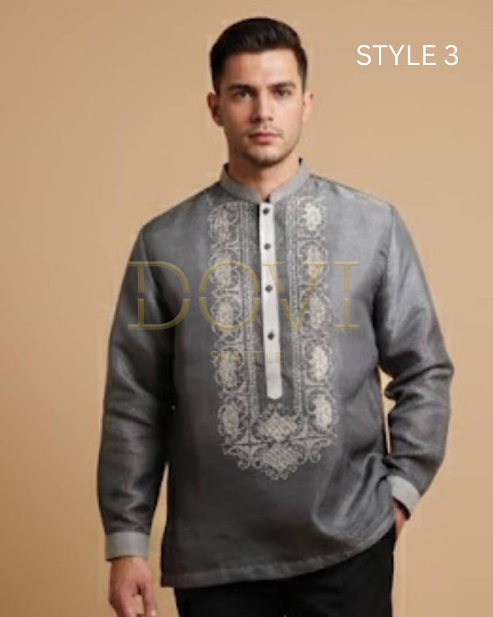 Sophisticated Gray Ombre Barong Tagalog - Modern Filipino Formal Wear ...