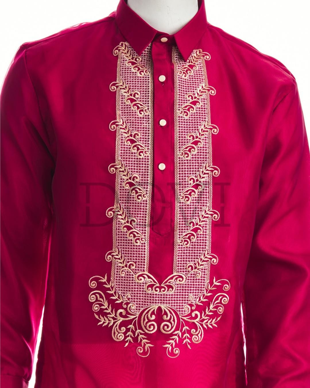 Stylish Red White Modern Barong Tagalog Filipino Formal Wedding ...