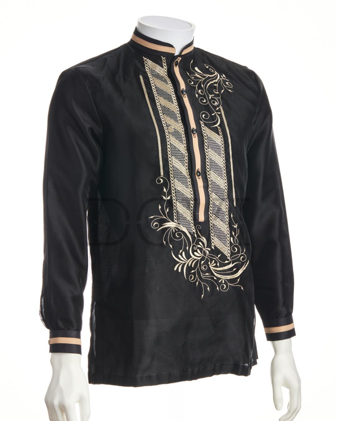 Elegant Black and Beige Modern Barong Tagalog - Filipino Formal Wear ...