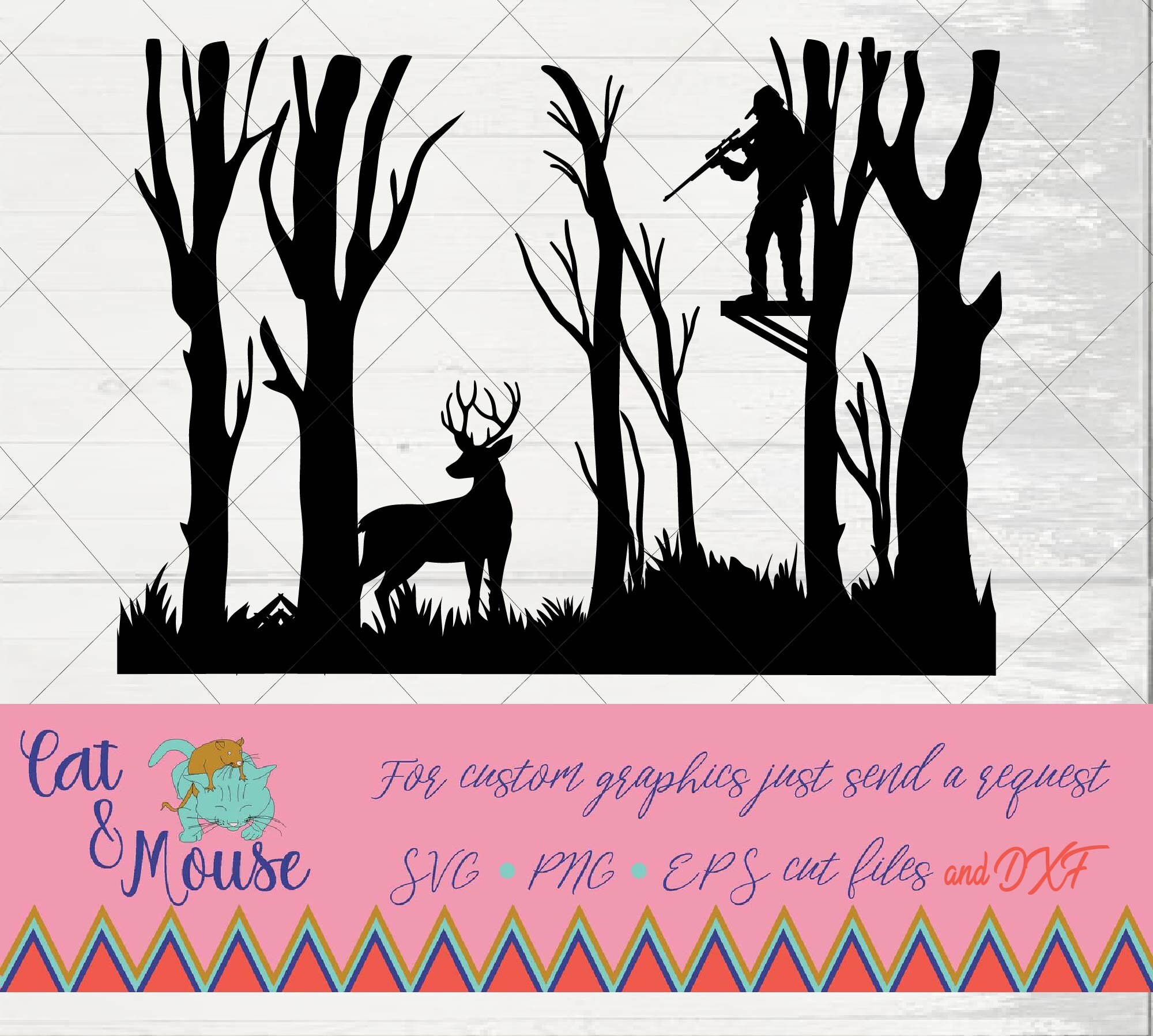 Deer in Woods Hunting Rifle SVG; Cricut Cut Files; SVG; Shirt SVG ...