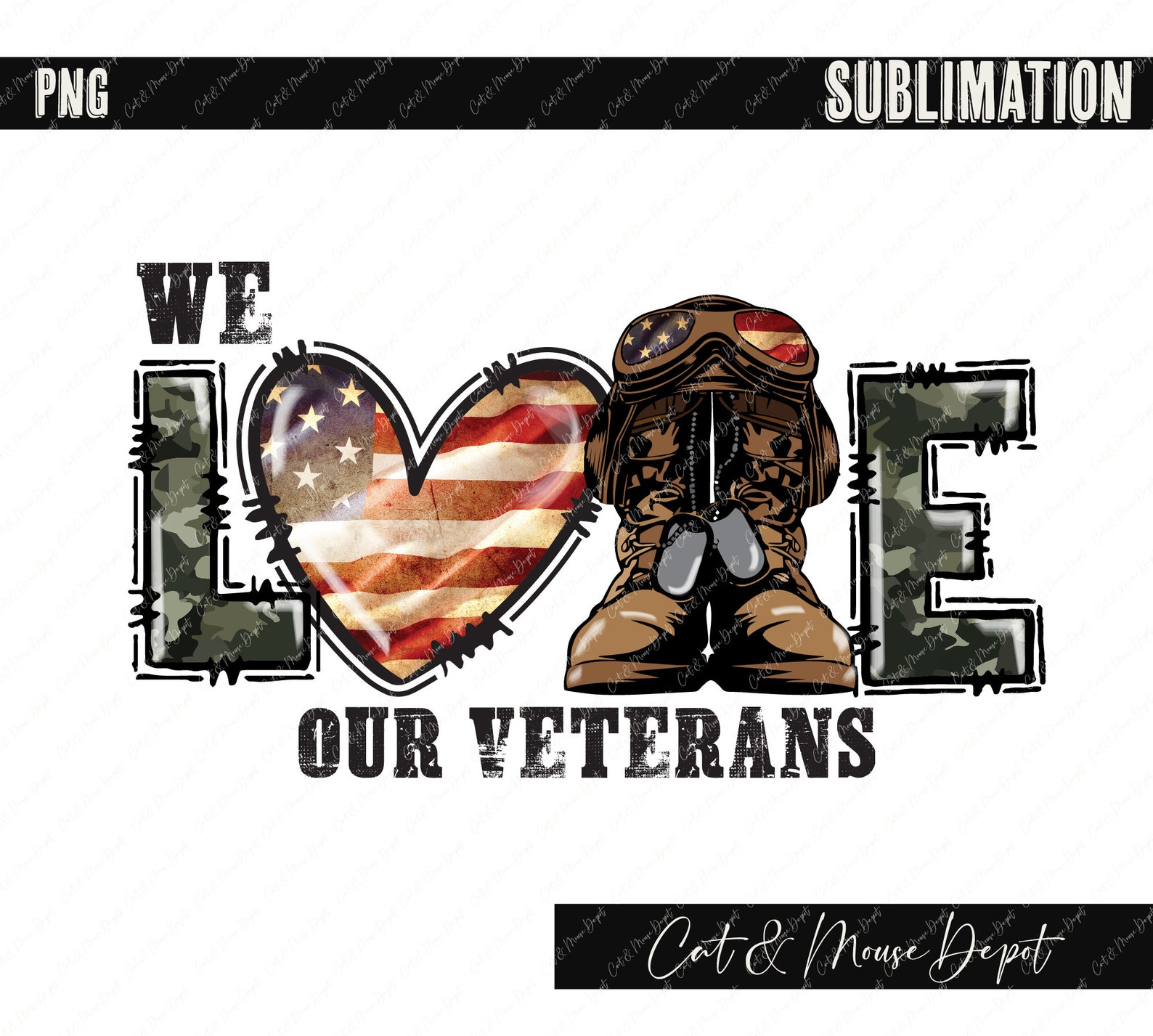 We Love Our Veterans Heart Flag Boots PNG Sublimation; Clipart - Etsy