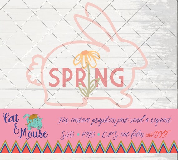 Spring Bunny and Flowers Hand Drawn SVG Cricut Cut Files | Etsy
