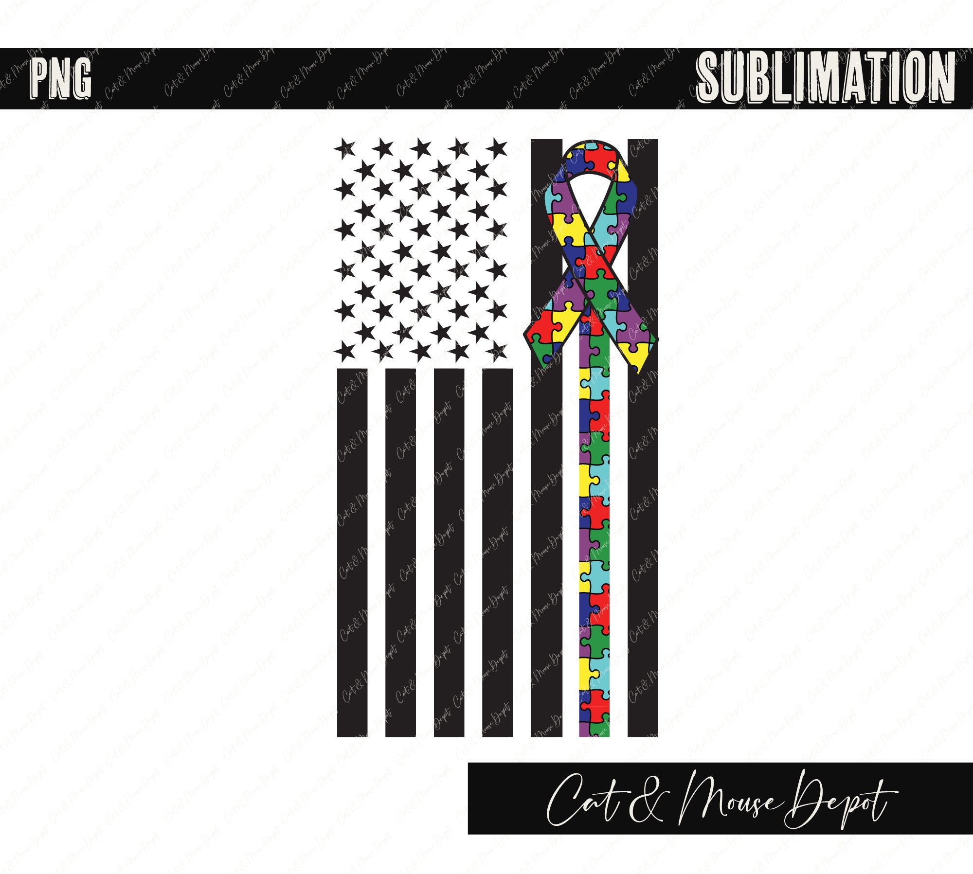 Autism Awareness Flag PNG Sublimation; Clipart - Etsy
