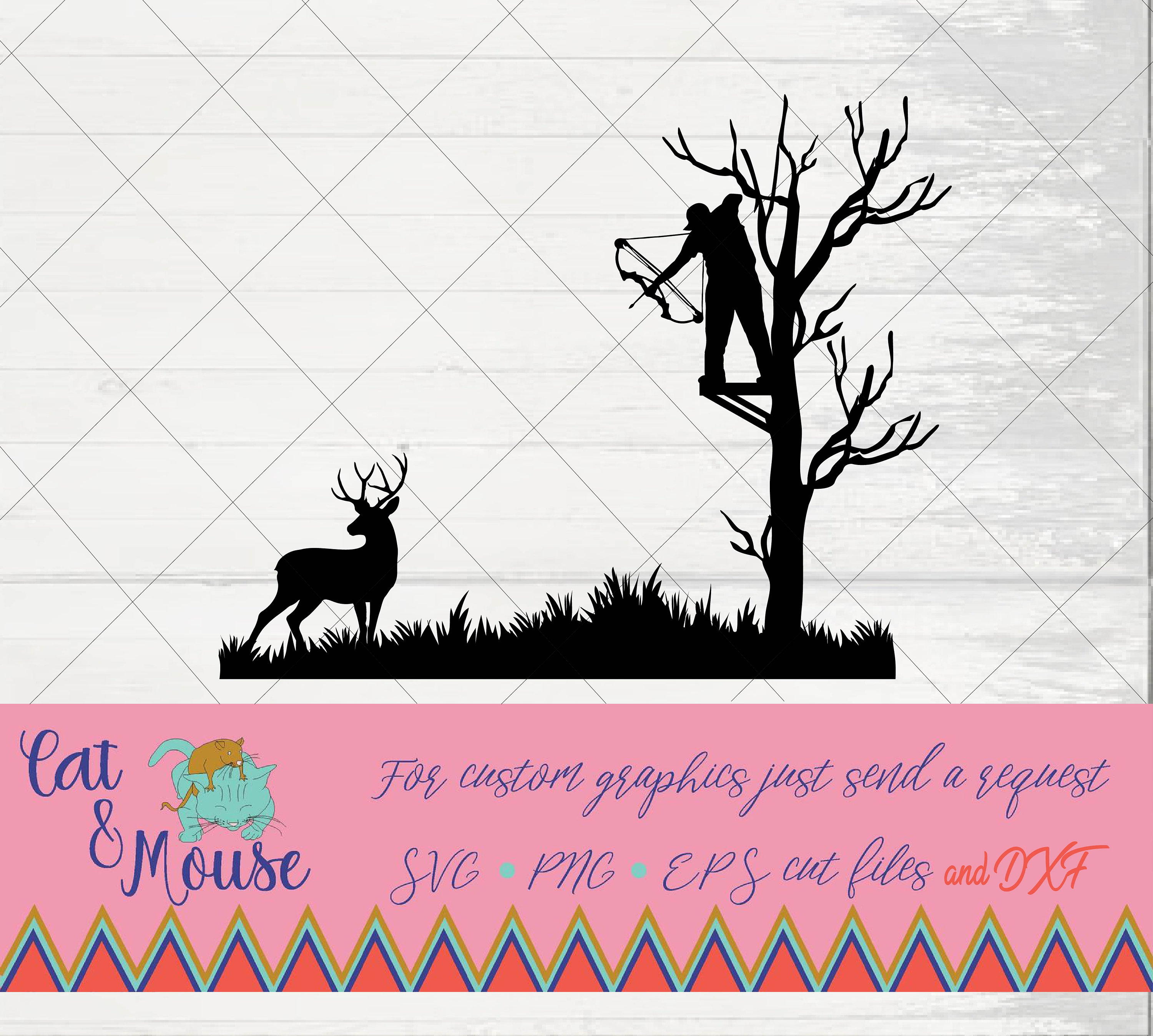 Bow Hunter Tree Stand Silhouette