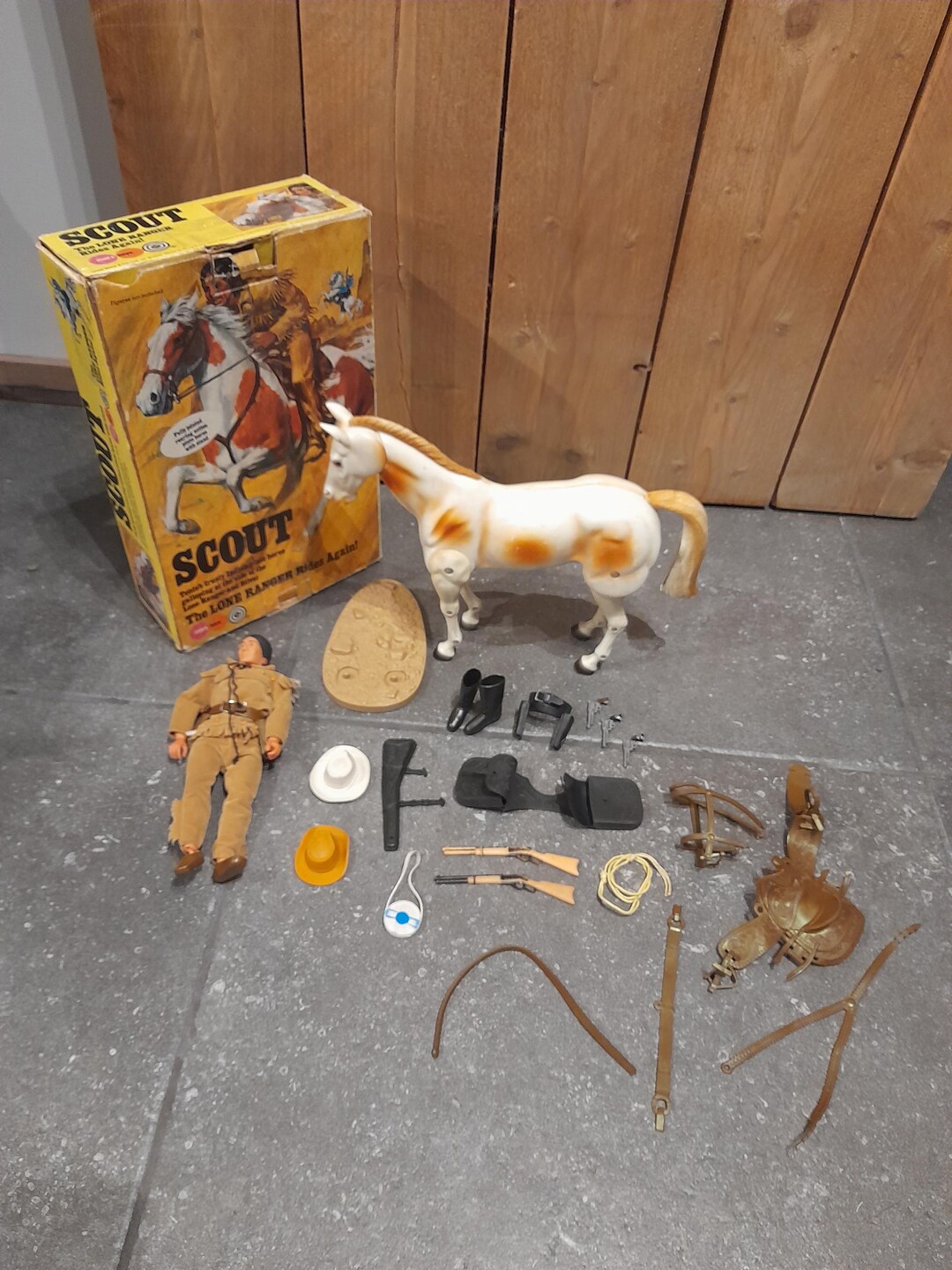 Vintage Marx Lone Ranger Tonto & Scout Horse in Original Box With Extra ...