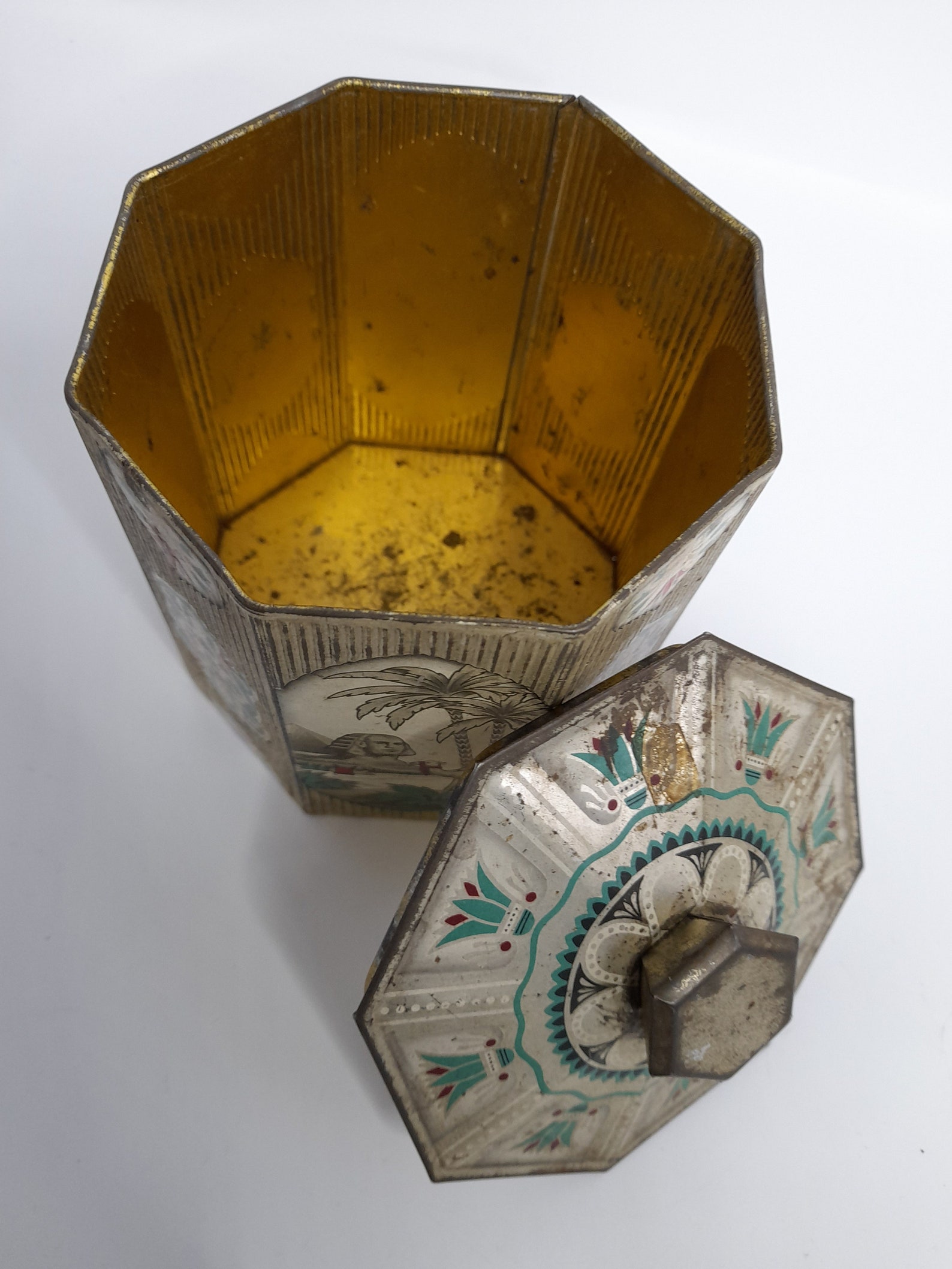 Vintage Tin Container Egyptian Scènes Tin Can Pyramids Sphinx Giza ...