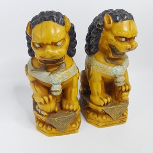 Vintage Chinese Foo Dog Temple Dog Statues Set of 2 Resin Statues - Etsy