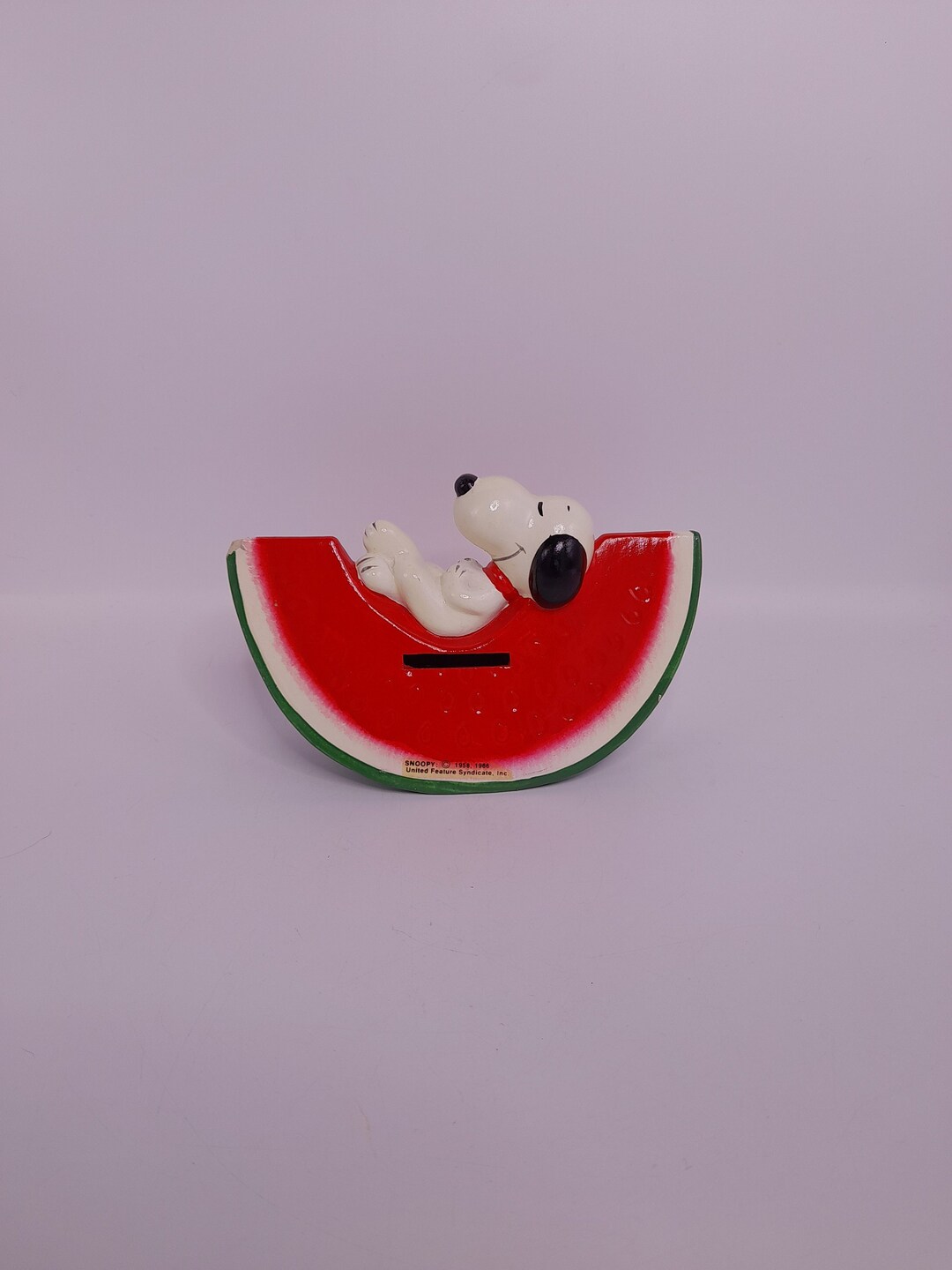 Vintage 1960's Snoopy Coin Bank Snoopy on Slice of Watermelon Piggy ...