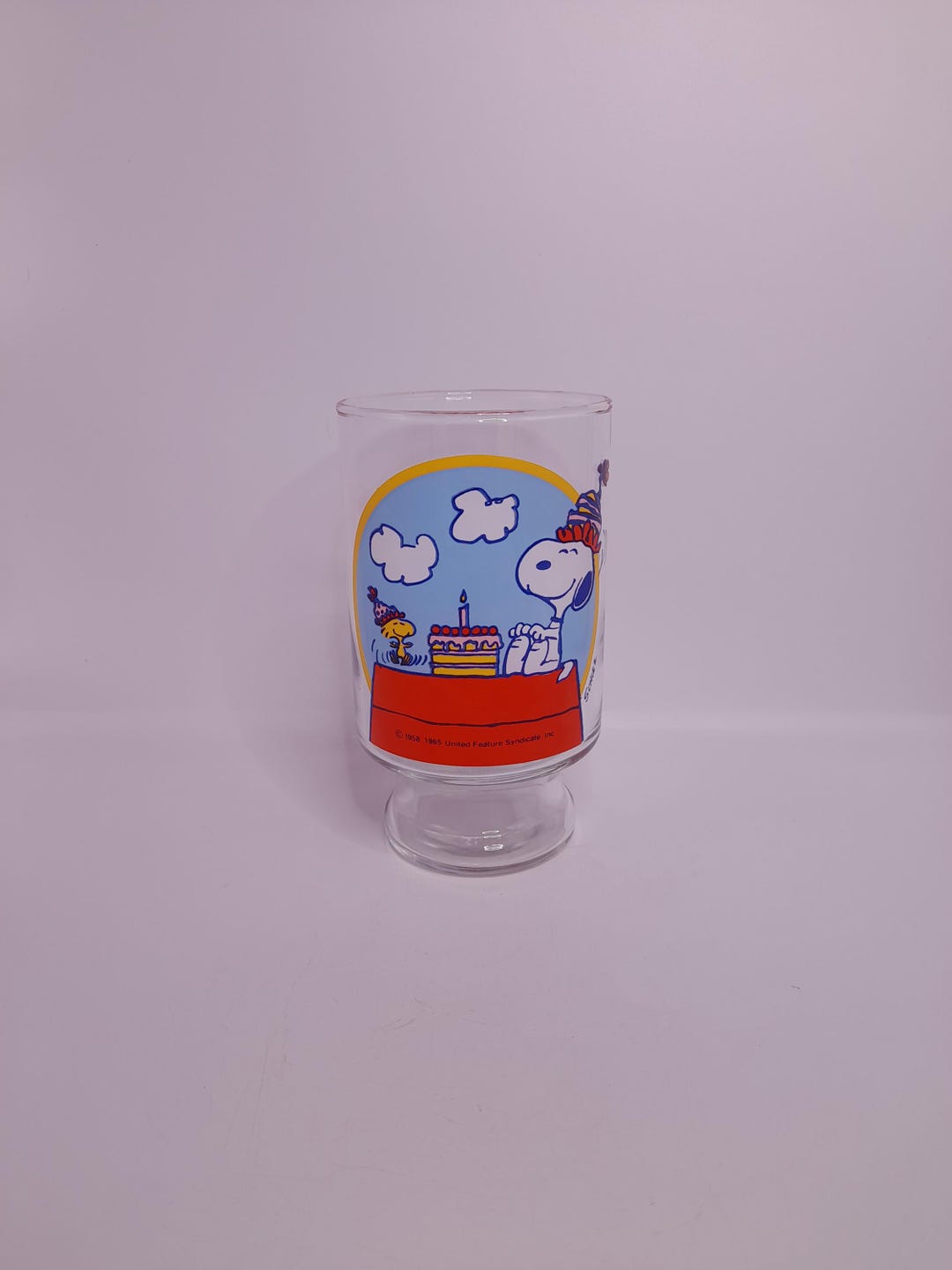Vintage Snoopy 1965 Peanuts Comics Glass Goblet Glass Vase Happy ...