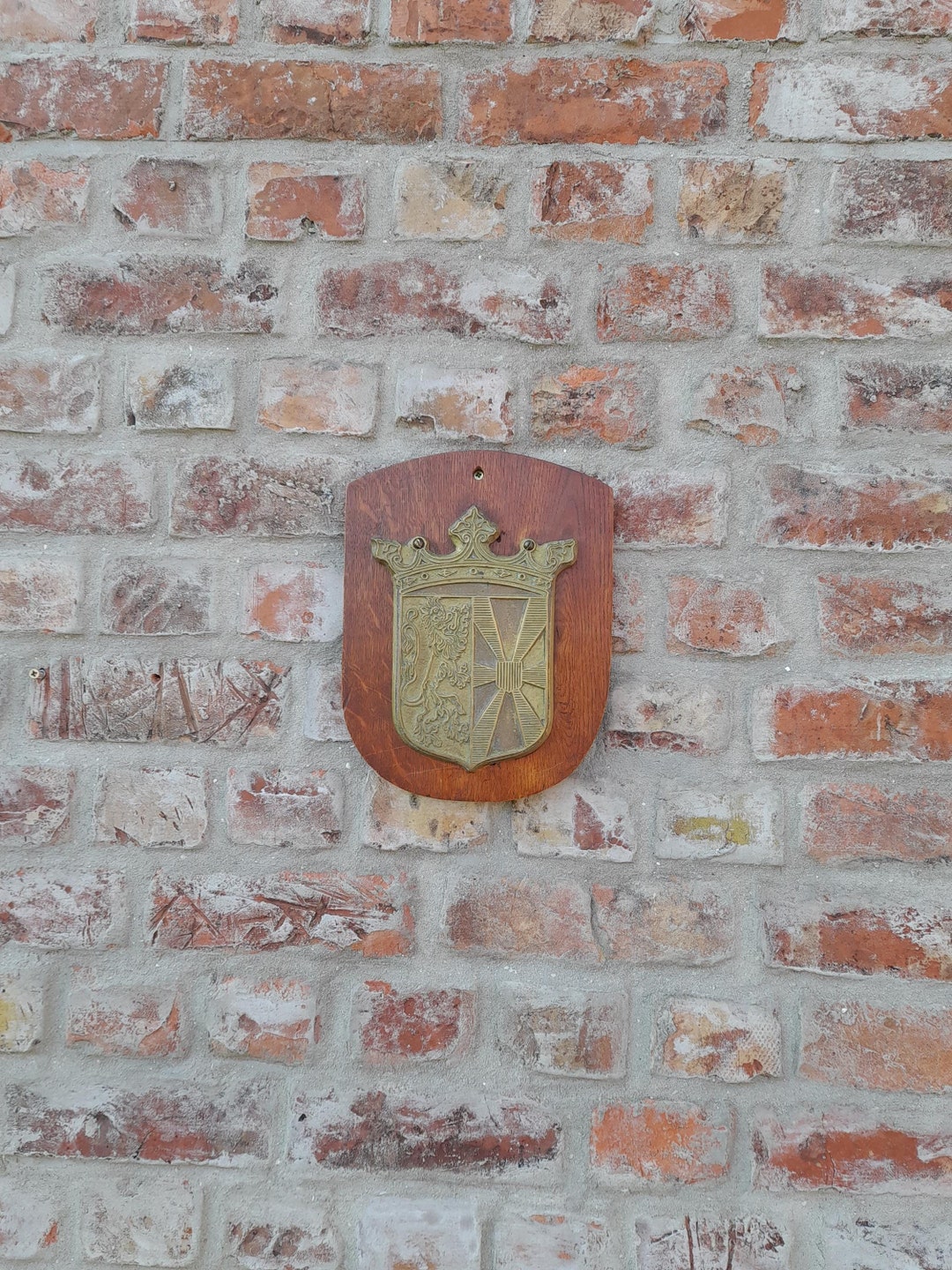 Vintage Brass Bronze Flemish Lion Wall Hanging Crest Wall Plaque Shield ...