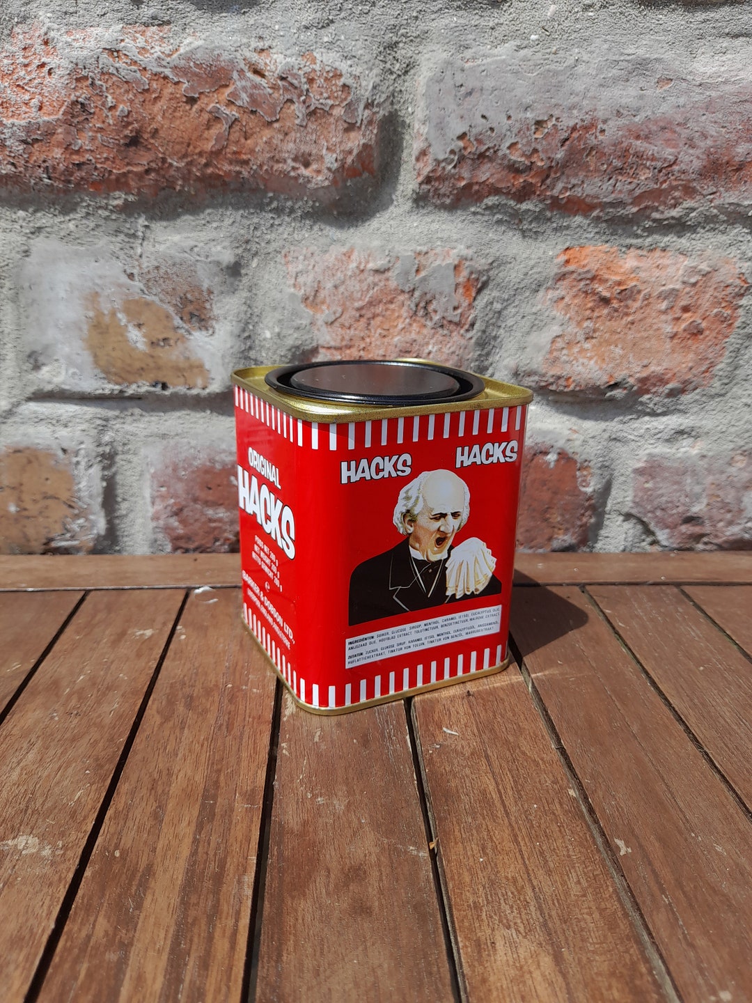 Vintage Original Hacks Cough Drops Tin With Coughing Man Barker ...