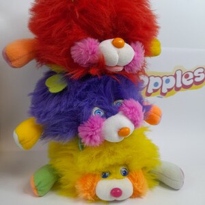 Popples Puffling Vintage Mattel Toy 80's Toys Pluche Vintage Red Yellow ...
