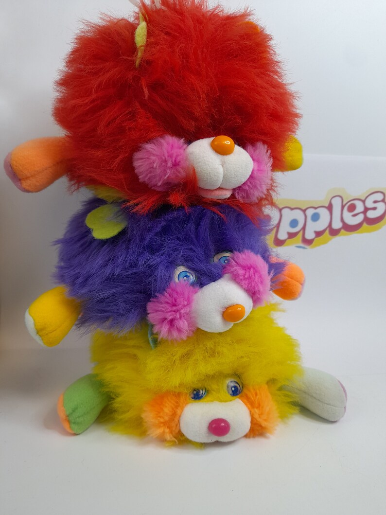 Popples Puffling Vintage Mattel Toy 80's Toys Pluche Vintage Red Yellow ...