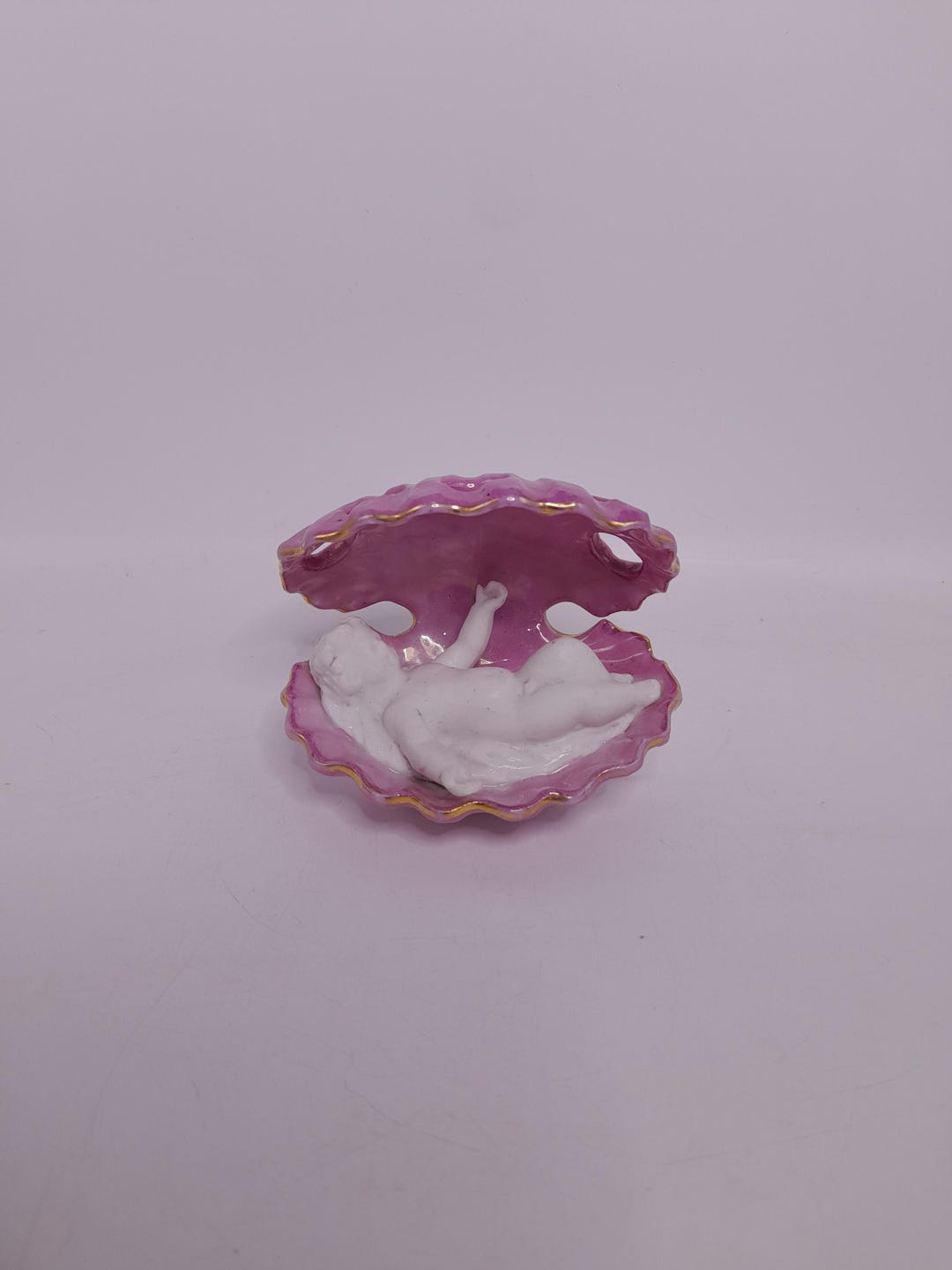 Vintage French Porcelain Clam With Cherub Angel Laying Inside French ...