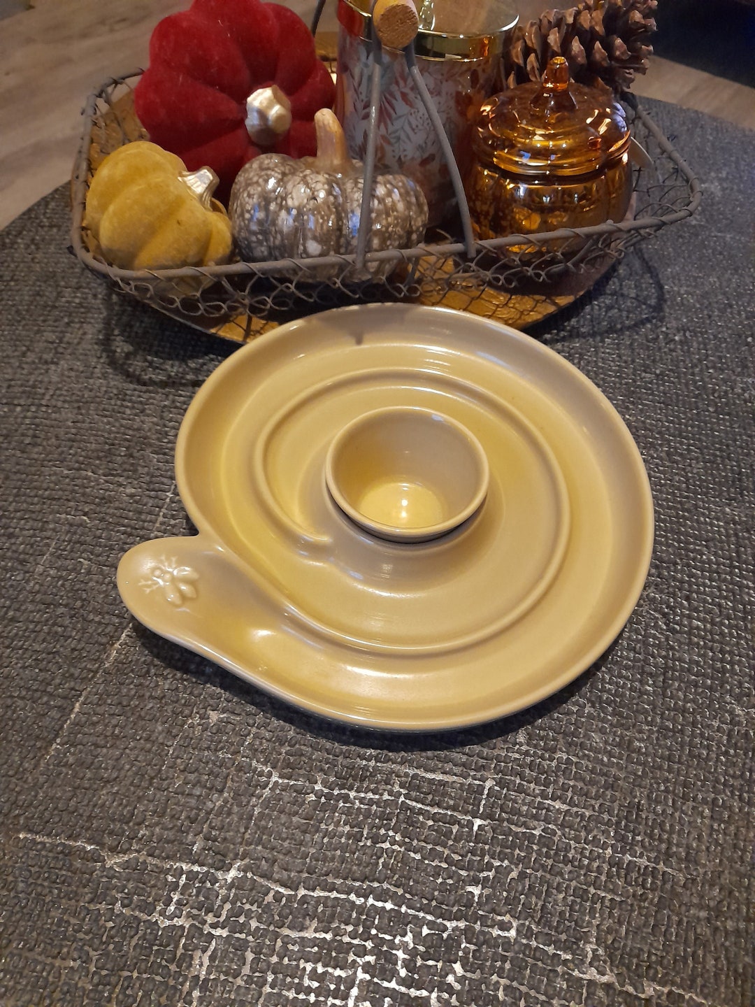Vintage French Revol Appetizer Tray Snake Shaped With Sauce Dish and ...