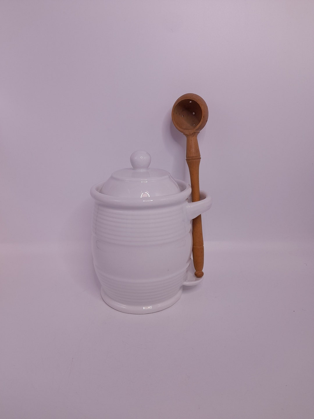 Vintage Olijf Pot Augurk Pot Wit Keramisch Steengoed Deksel Pot Met ...