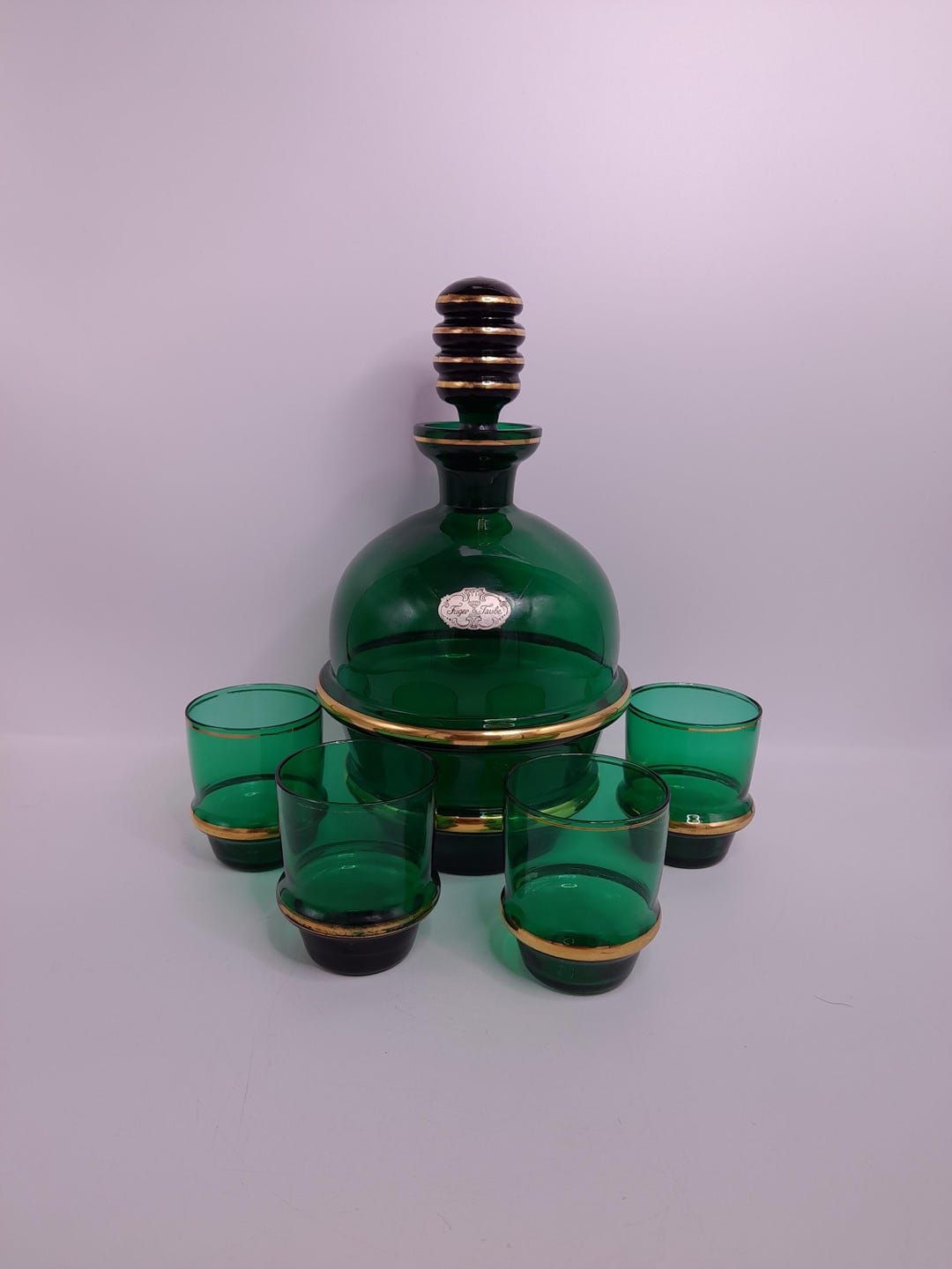 Vintage German Fuger & Taube Midcentury Glass Drink Carafe With 4 ...