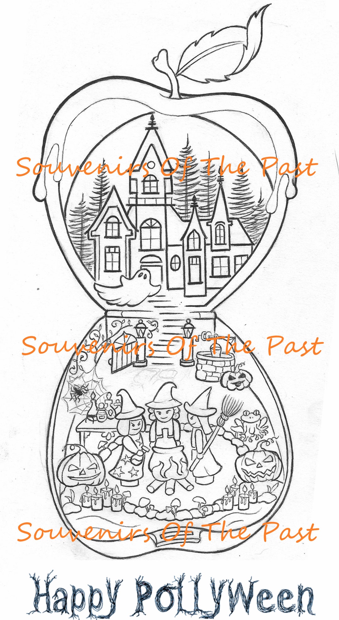 Halloween Polly Pocket Inspired Poison Apple Compact Coloring Page Line ...