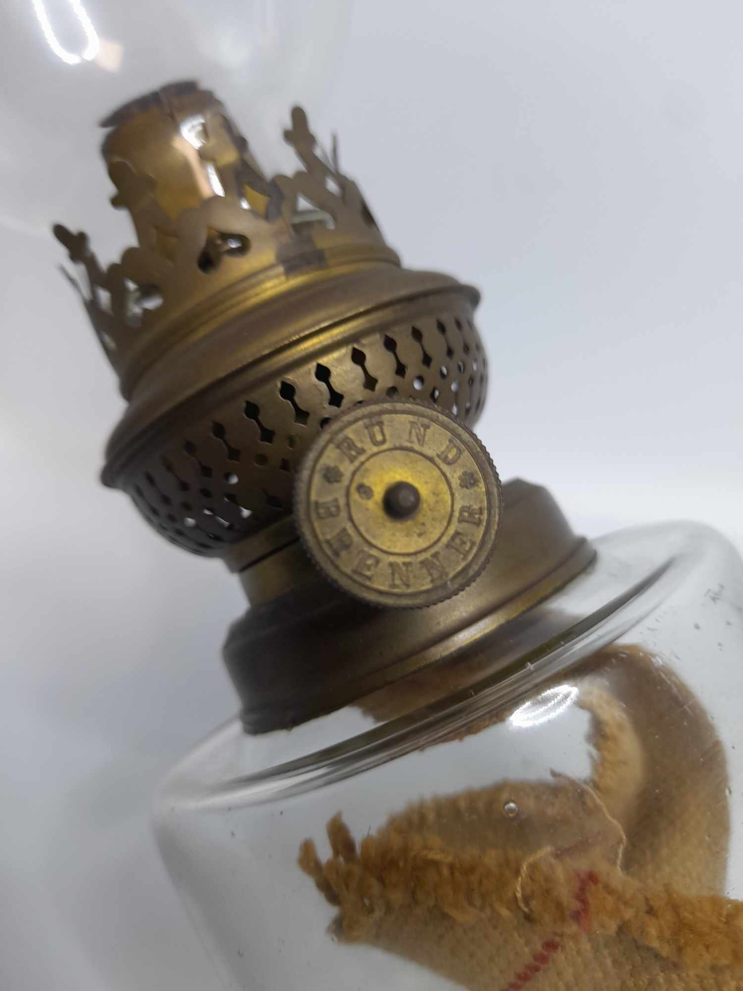 Vintage 1930's Rund Brenner Glass Oil Lamp, Old Fashioned Petroleum ...
