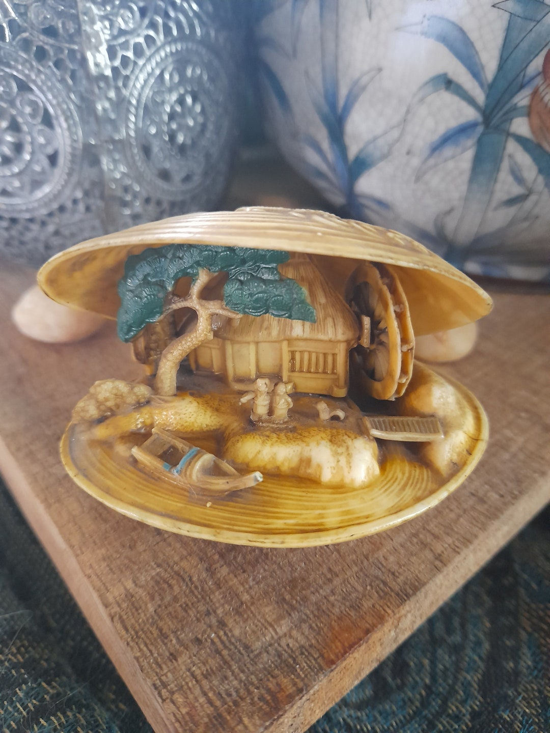 Japanese Vintage Clam Shell Celluloid Diorama With Moving - Etsy