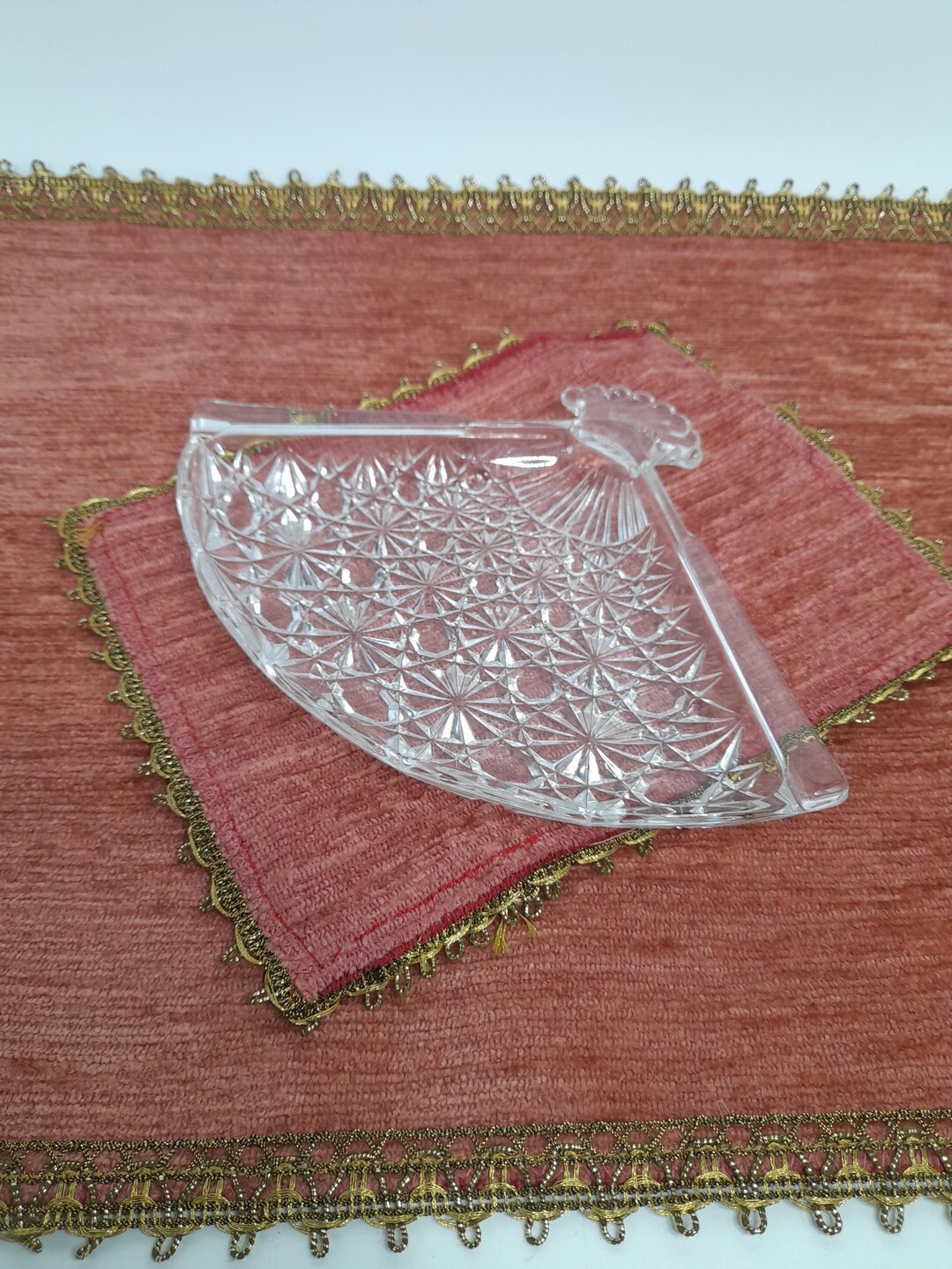 Vintage Avon Fan Shaped Pressed Glass Dish Collectible 1970s Ring Dish ...