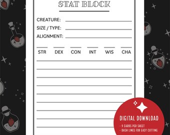 Dnd Stat Blocks - Etsy