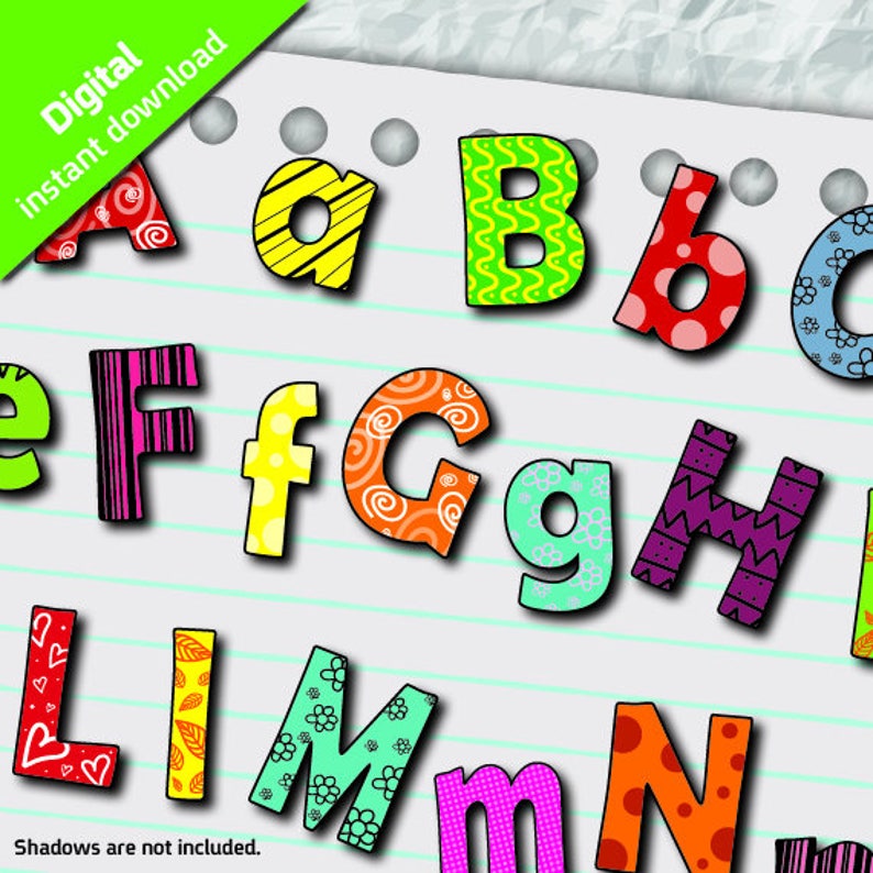 Colorful Digital Clip Art Alphabet Letters & Numbers Clipart - Etsy