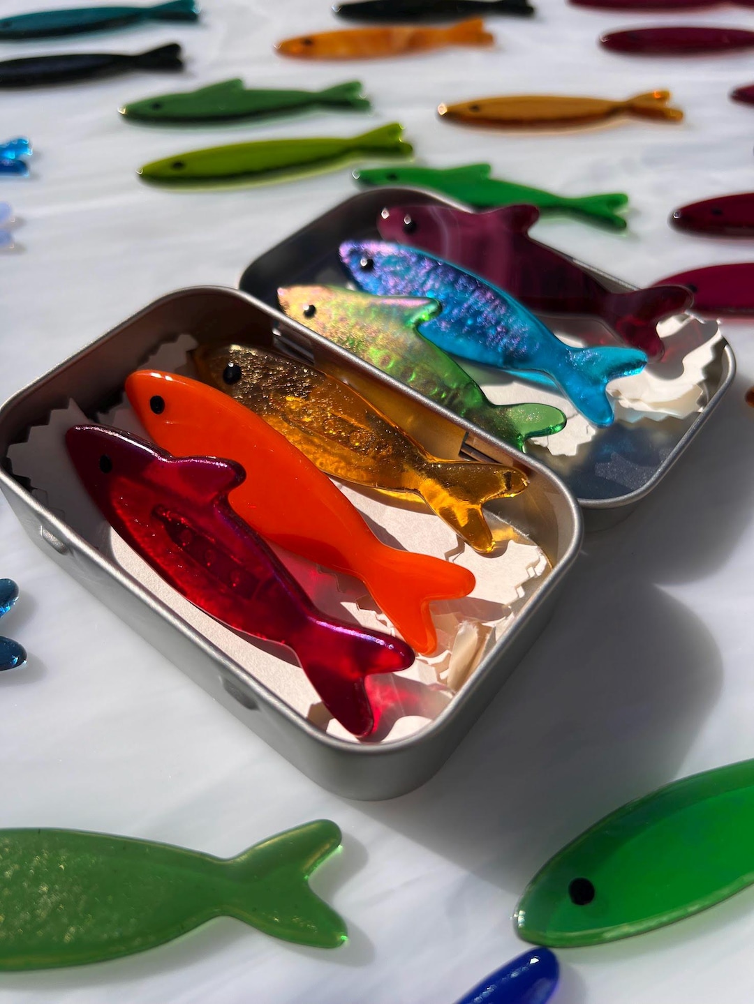 Handmade Stained Glass Sardine Pins Choose Your Color or Have It Be a ...