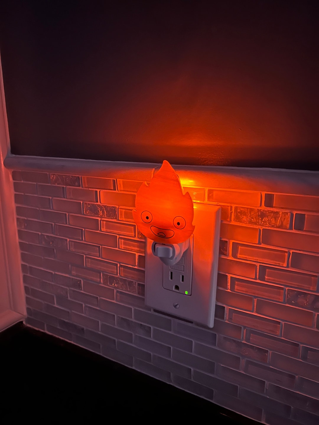 Stained Glass Calcifer Inspired Flickering Night Light! so Cute! Made ...