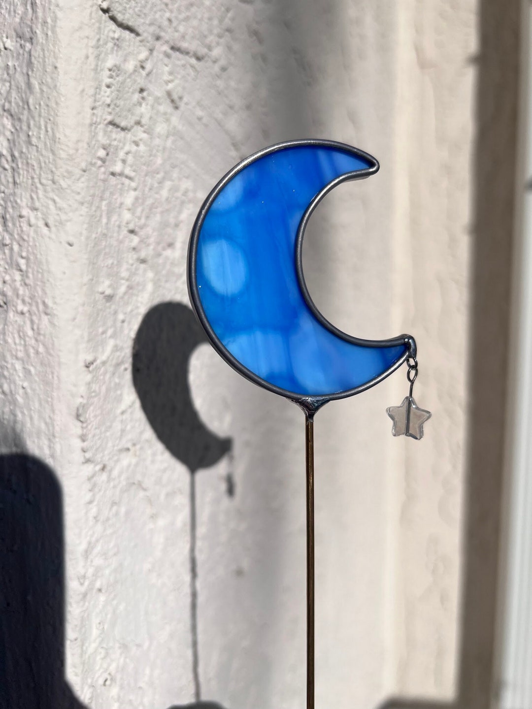 Mottled Blue Mini Moon Planter Stake - Etsy
