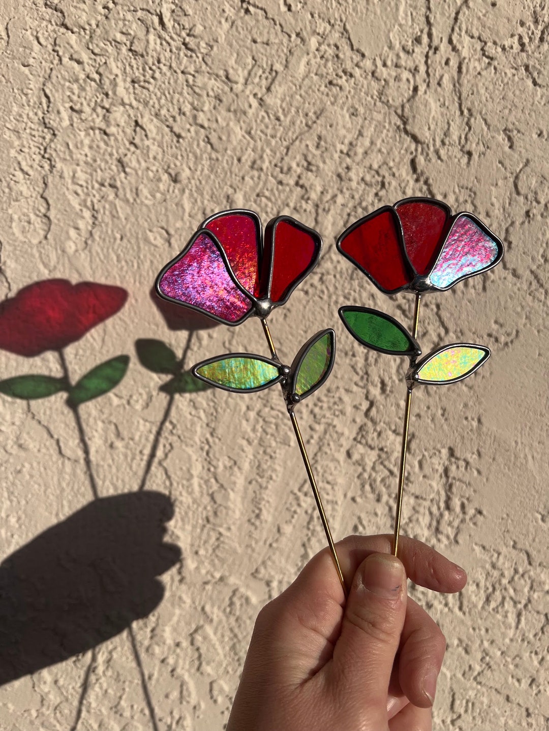 Stained Glass Deep Iridescent Red Poppy! One Handmade Poppy Made With ...