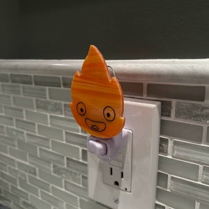 Stained Glass Calcifer Inspired Flickering Night Light! so Cute! Made ...