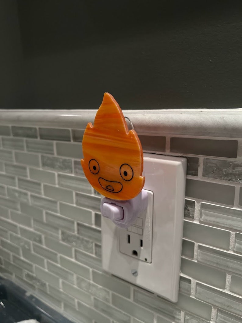 Stained Glass Calcifer Inspired Flickering Night Light so - Etsy