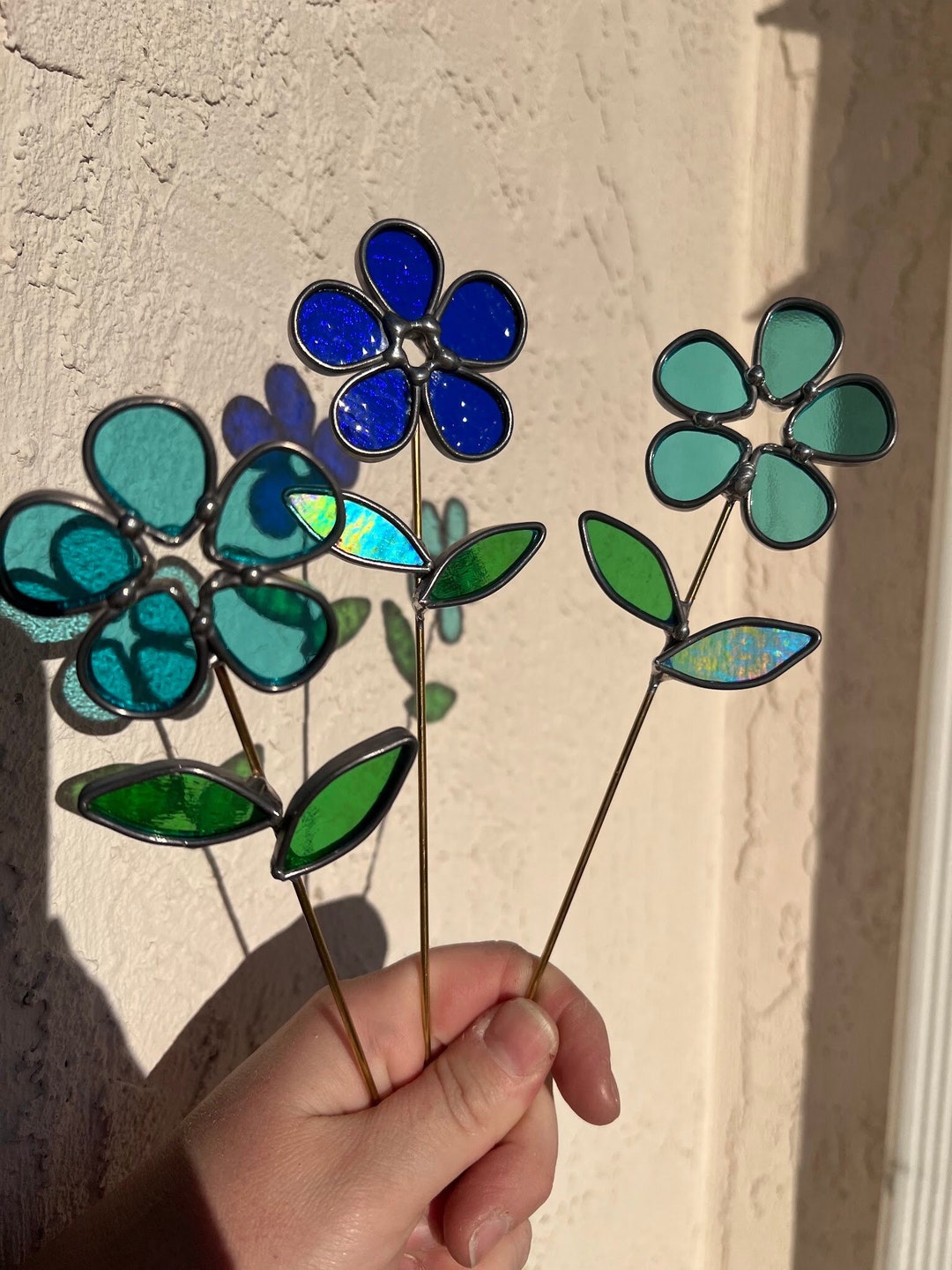 Stained Glass Blue Mini Daises ! One Handmade Mini Daisy Made With ...