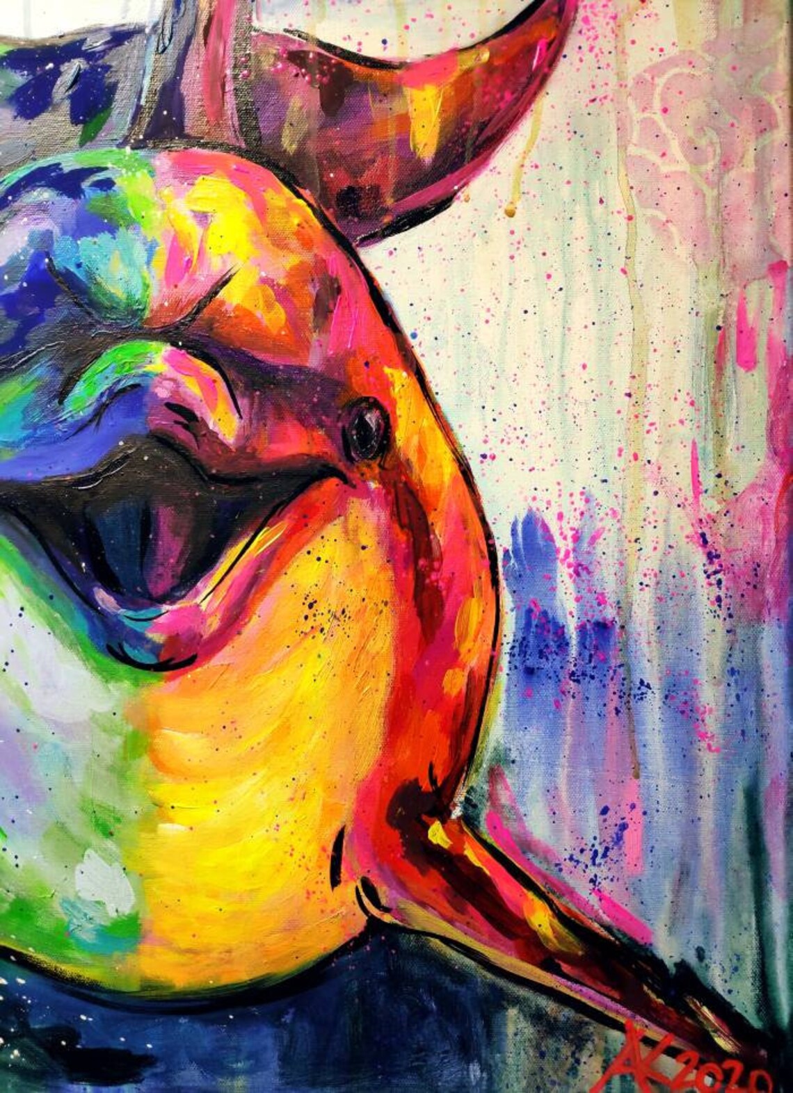 Delfin Gemälde Original Wal Meerestier - Etsy.de