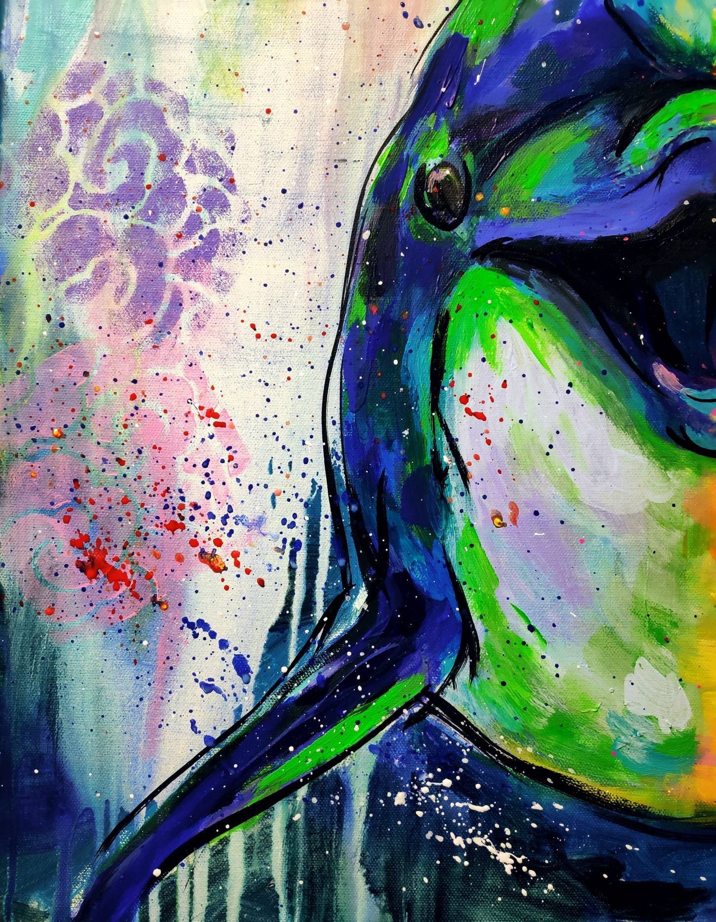 Delfin Gemälde Original Wal Meerestier - Etsy.de
