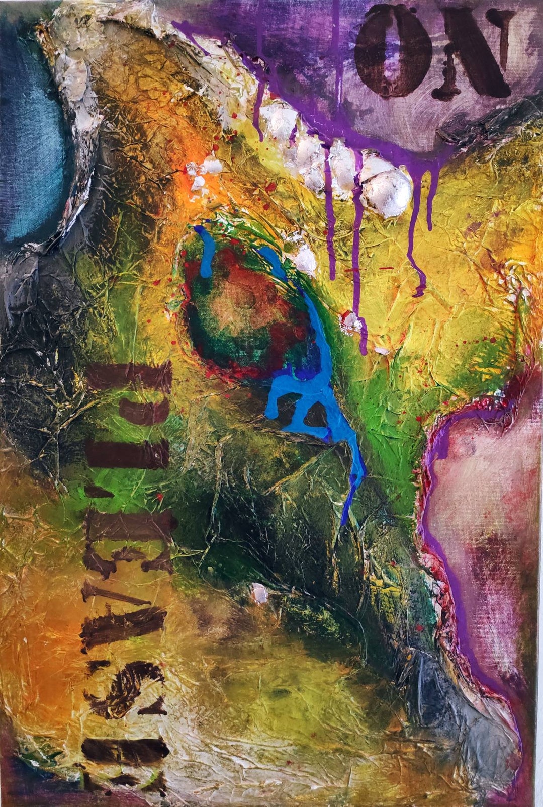 Collage abstrait de peinture acrylique original walldecoration art ...
