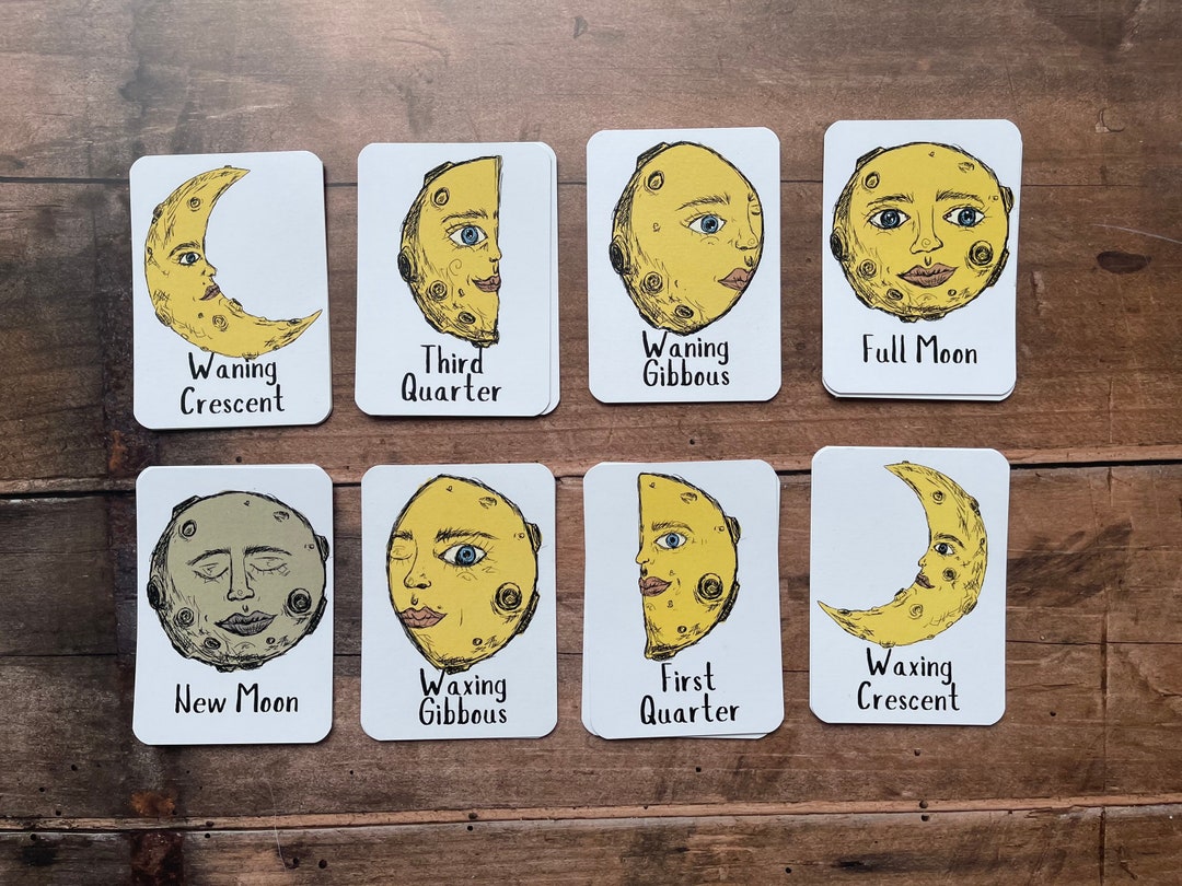 Phases of the Moon Flash Card Memory/ Snap Game - Etsy
