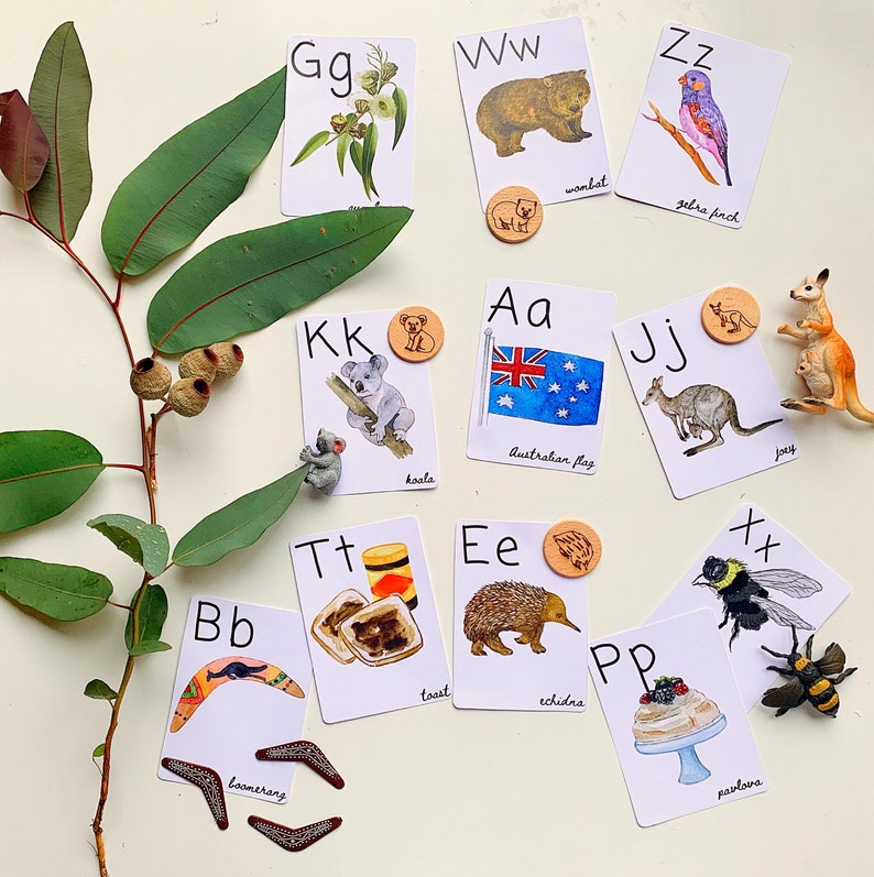 Australian Theme Alphabet Flash Cards DIGITAL - Etsy