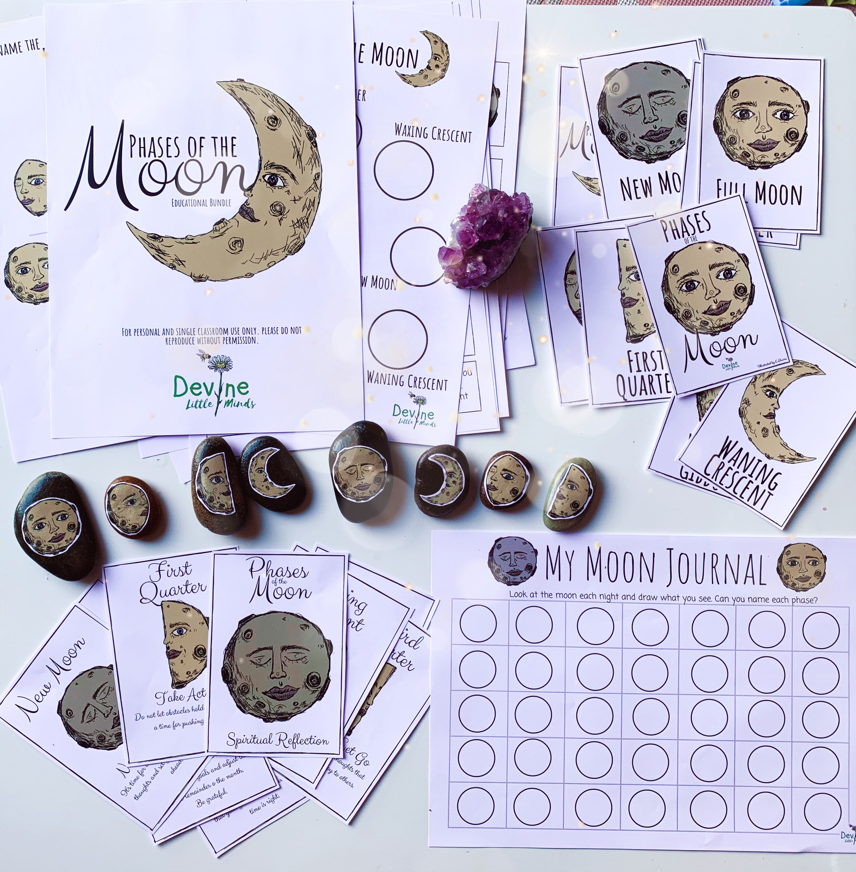 Phases of the Moon Homeschool Educational Bundle Flash Cards - Etsy