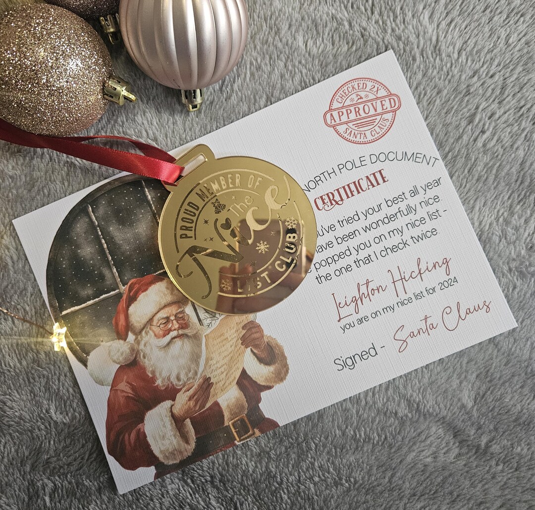 North Pole Official Nice List Medal Santa Gift Christmas Eve Box Filler ...