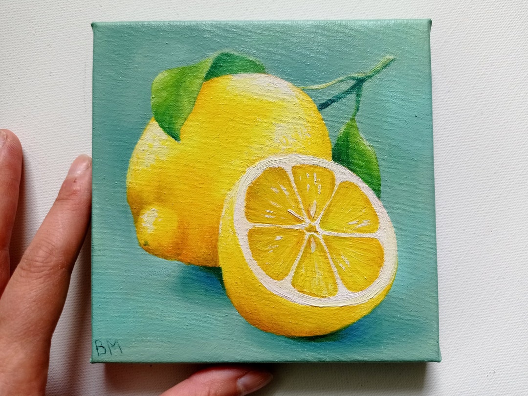 Lemon Painting Lemon Kitchen Wall Decor Original Oil Painting on Canvas ...
