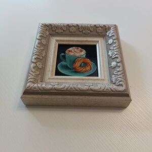 Cup of Coffee and Eclair Painting Original Painting 2x2 Inch Coffee ...