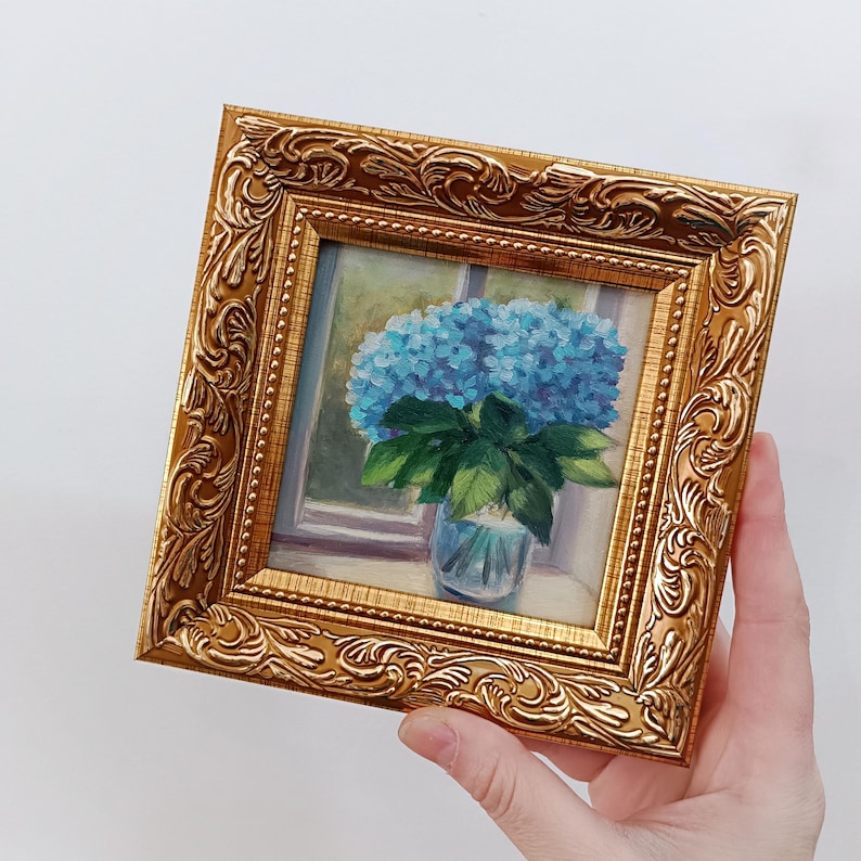Hydrangea Paintings Two Original Oil Paintings Framed Miniature ...