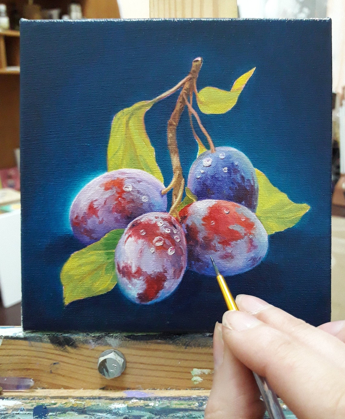 Plum fine art Fruit Plum Botanical art Oil painting on canvas | Etsy