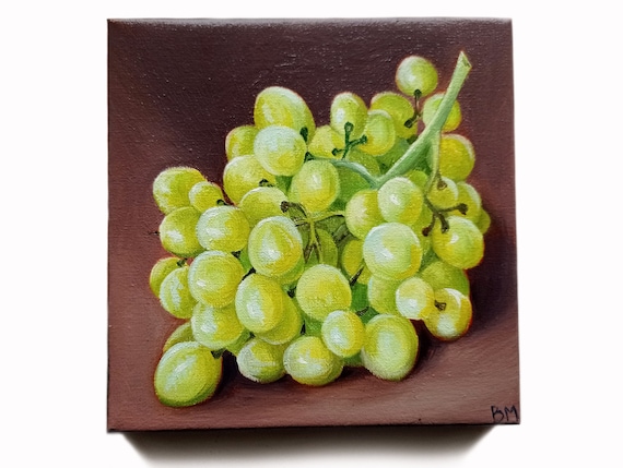 Green Grapes Original Oil Painting on Canvas Miniature Kitchen | Etsy