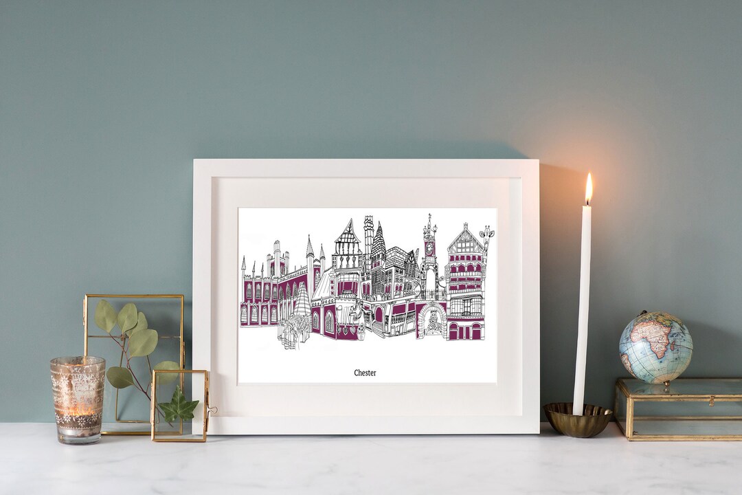 Chester Cityscape Art Print: Giclee Architecture Drawing - Etsy